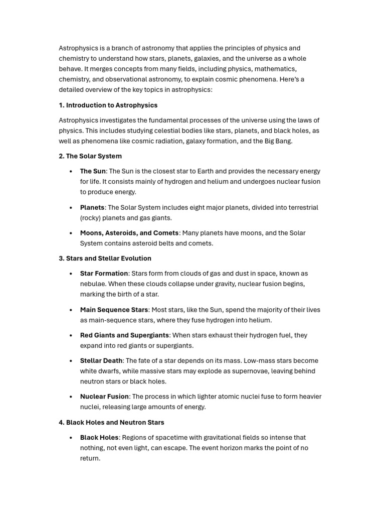 Astrophysics notes | PDF | Stars | Universe