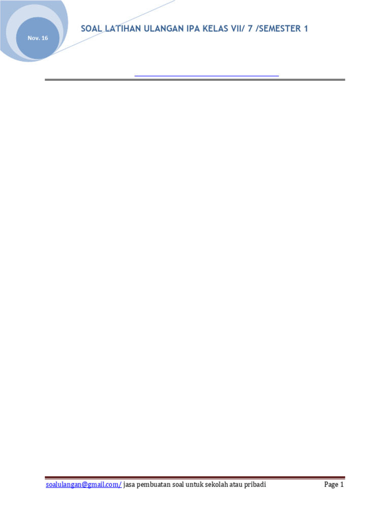 Soal IPA Kelas VII Semester 1 | PDF