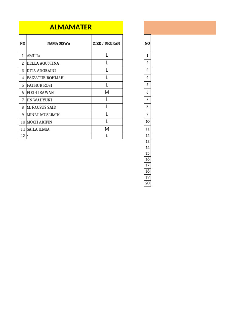 Ukuran Almamater Dan Kaos Olah Raga FIX | PDF