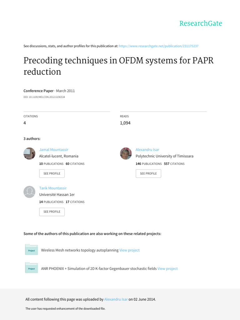 Precoding techniques in OFDM systems for PAPR reduction_2011 | PDF ...