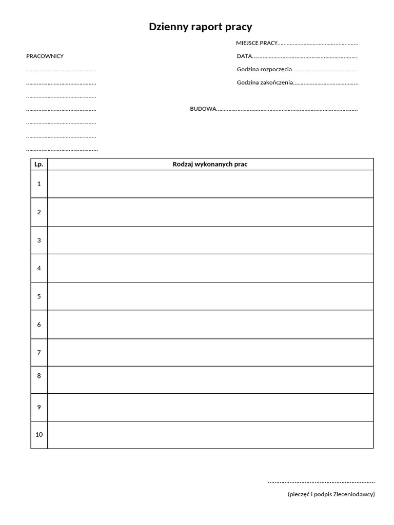 raport dzienny Sznitko | PDF