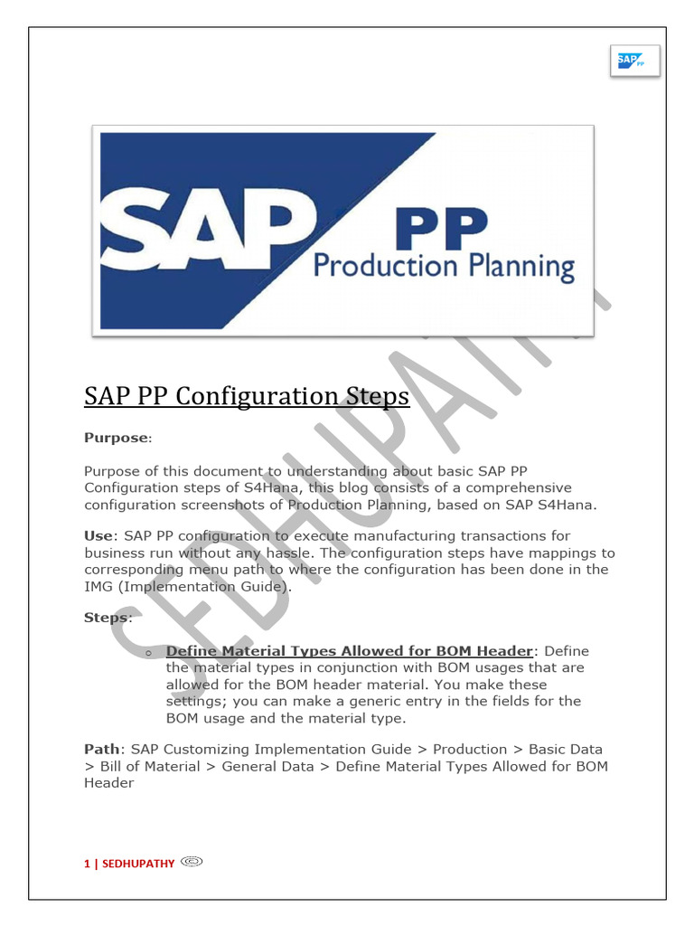 SAP PP Configuration Guide | PDF | Computing