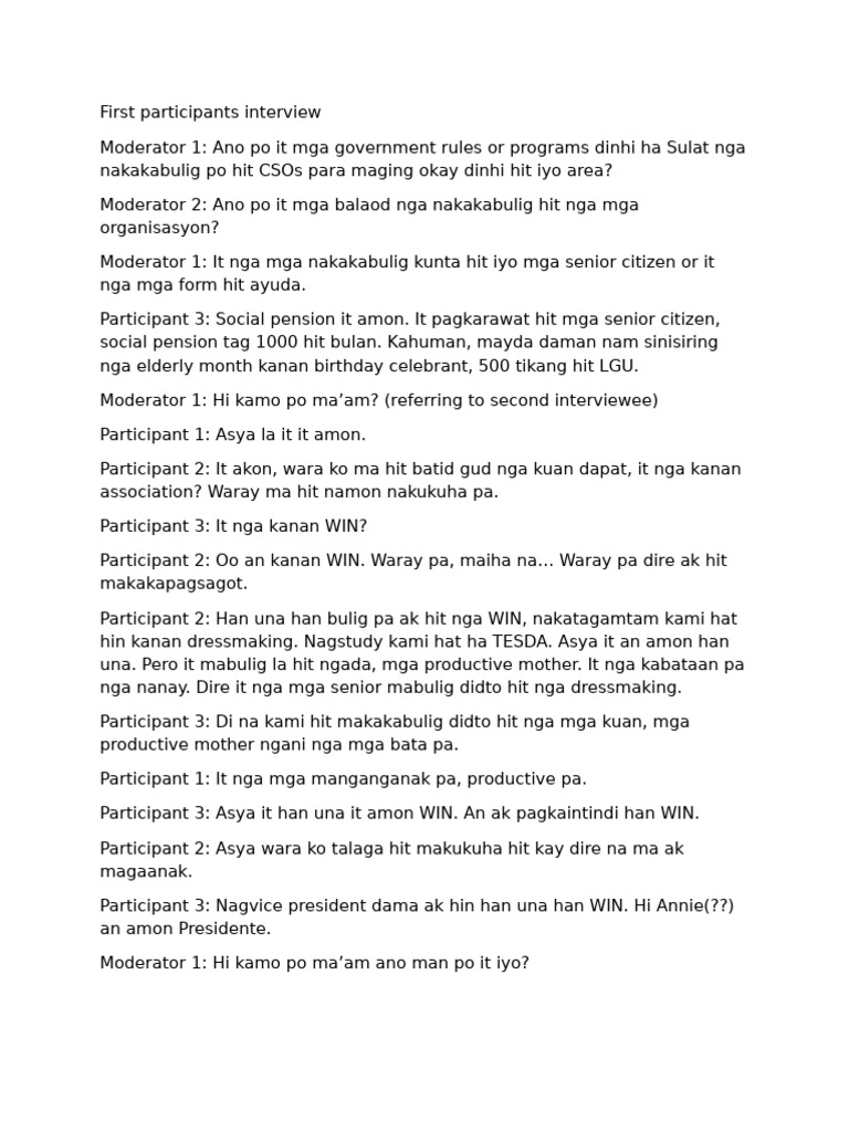 First Participants Interview Transcript | PDF