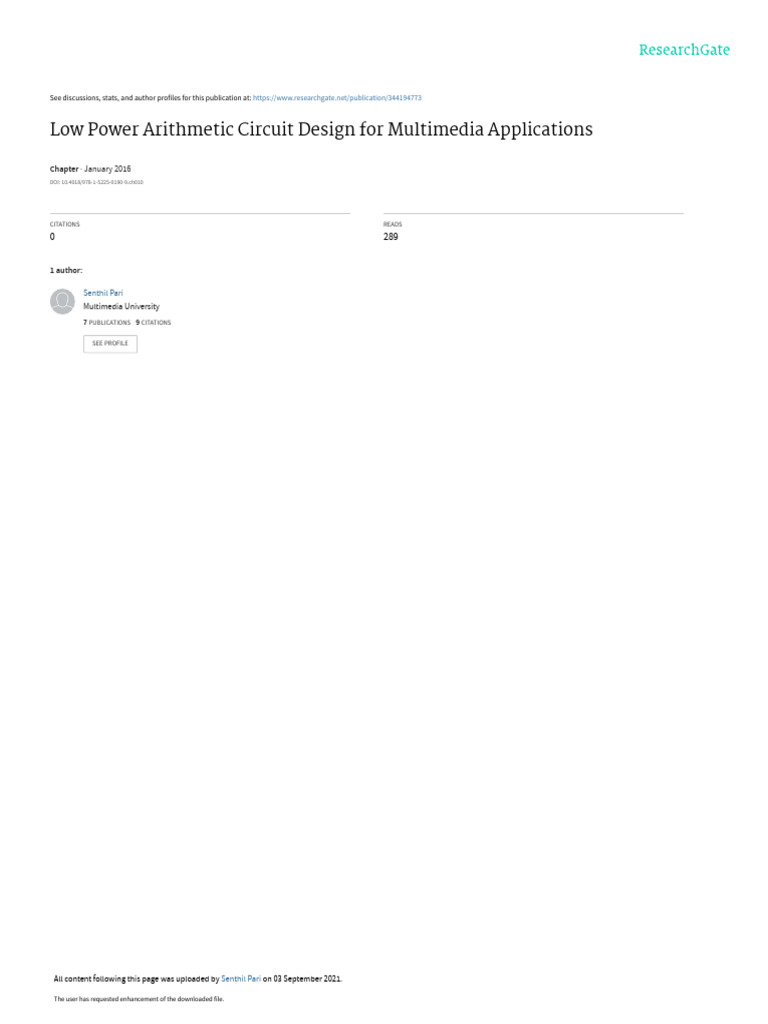 Low_Power_Arithmetic_Circuit_Design_for_Multimedia (1) | PDF | Electronics | Cmos