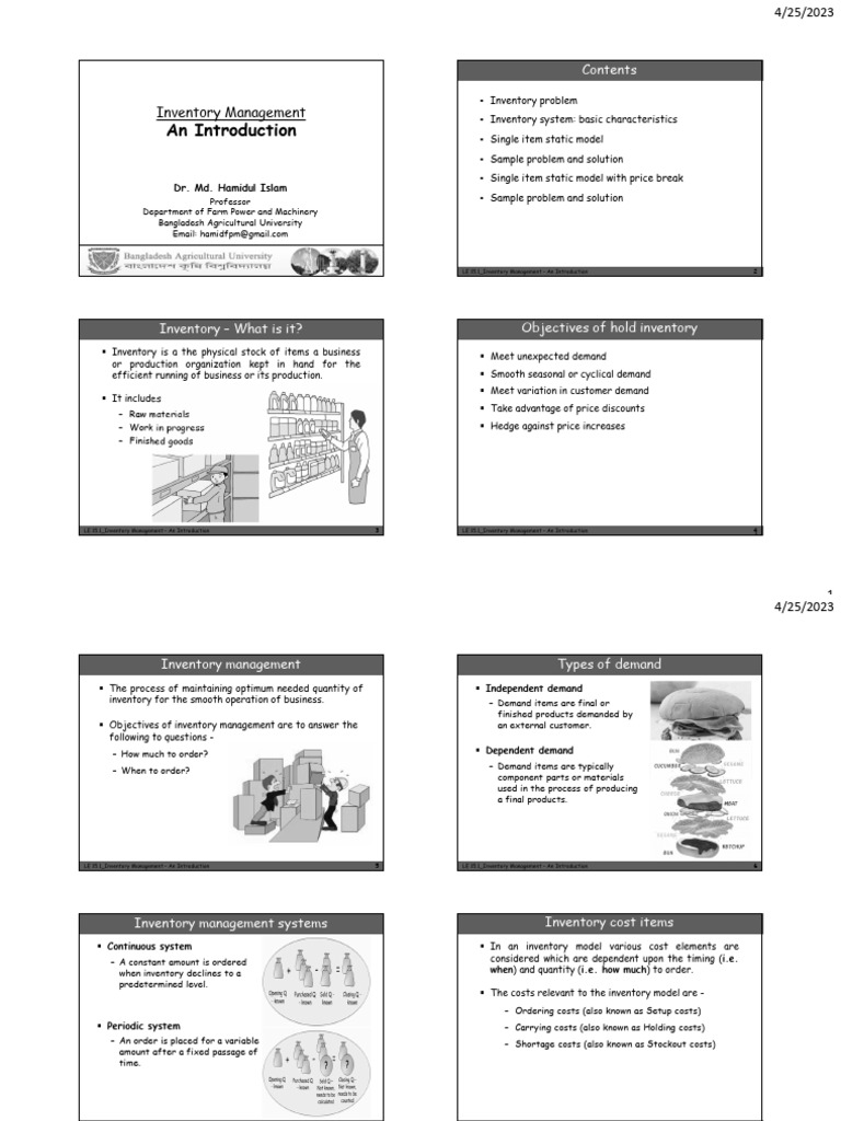 Inventory Management - An Introduction | PDF | Inventory | Demand