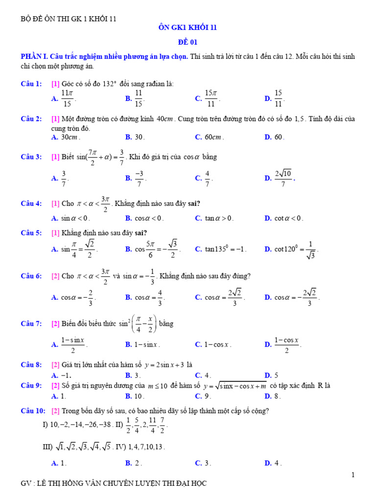 Bổ Sung 6 Đề Ôn Thi GK 1 | PDF