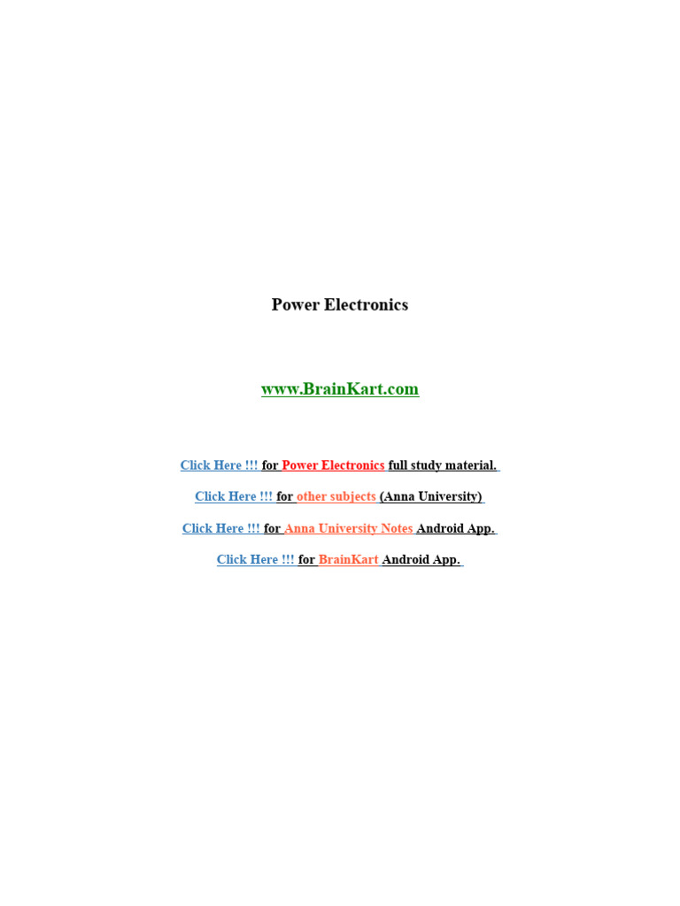 Power Electronics Study Guide | PDF | Field Effect Transistor | Power Electronics