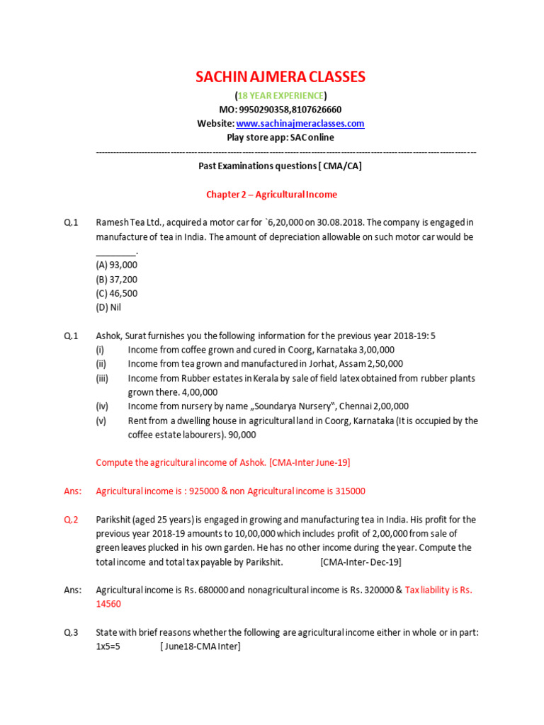 Agricultural Income Tax Computation | PDF | Expense | Paddy Field
