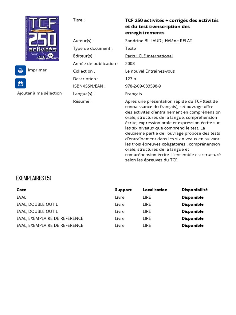 250 Activités TCF | PDF