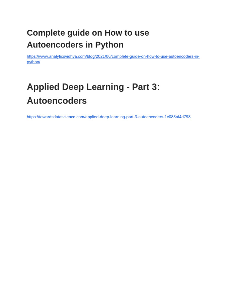 Complete Guide On How To Use Autoencoders In Python Links Pdf
