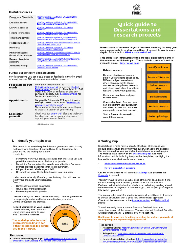 Quick Guide to Dissertations Print | PDF | Thesis | Statistics