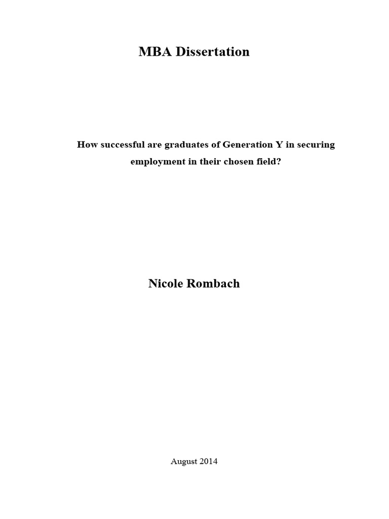 Dissertation Sample 1 | PDF | Millennials | Labour Economics