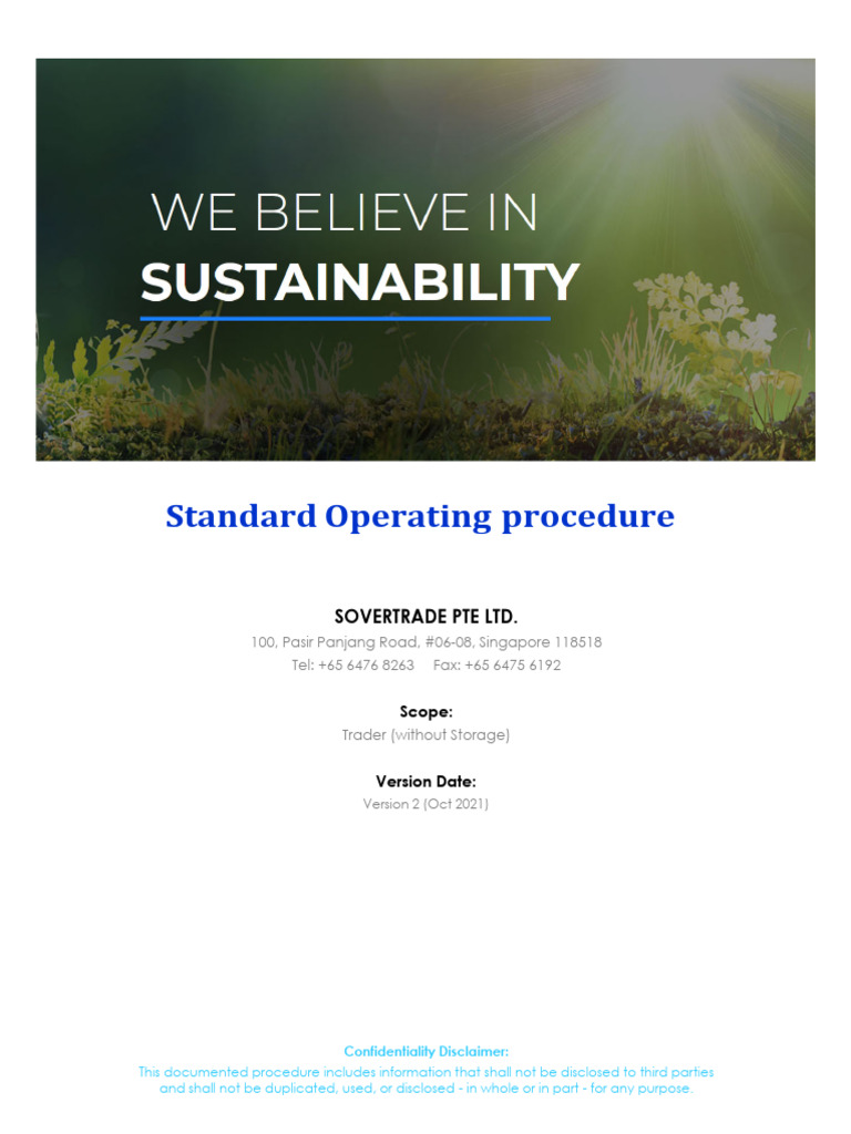 Sovertrade ISCC EU(V2) SOP - ISCC Management System Procedure | PDF | Waste | Audit