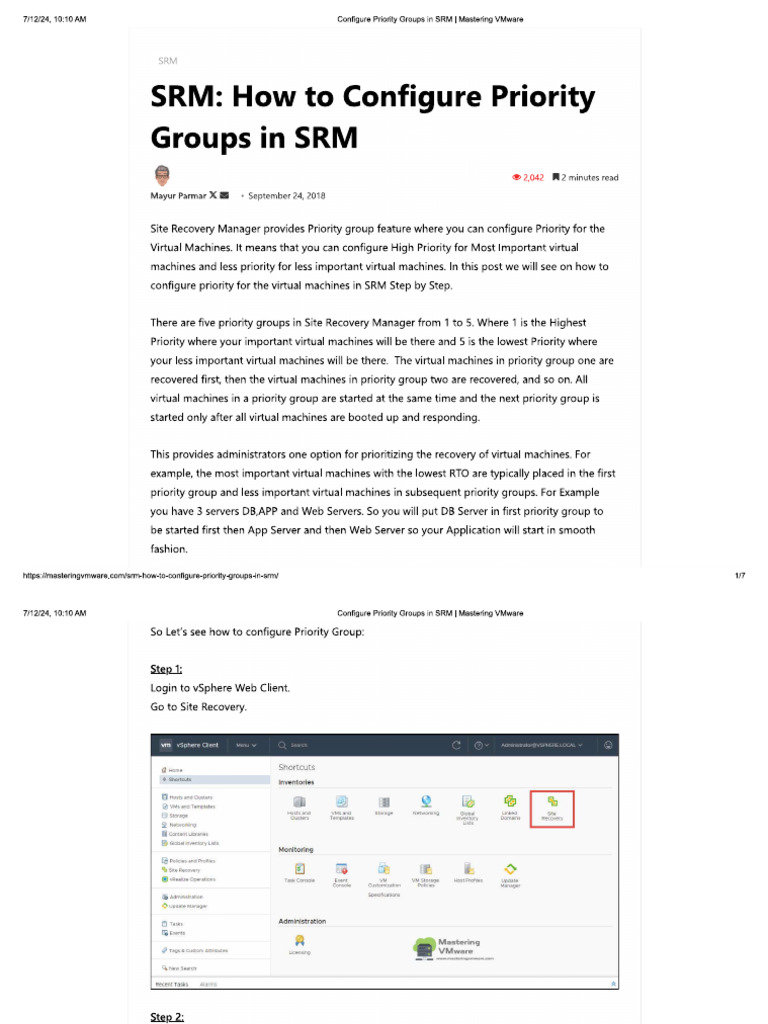 How To Configure Priority Groups in SRM | PDF