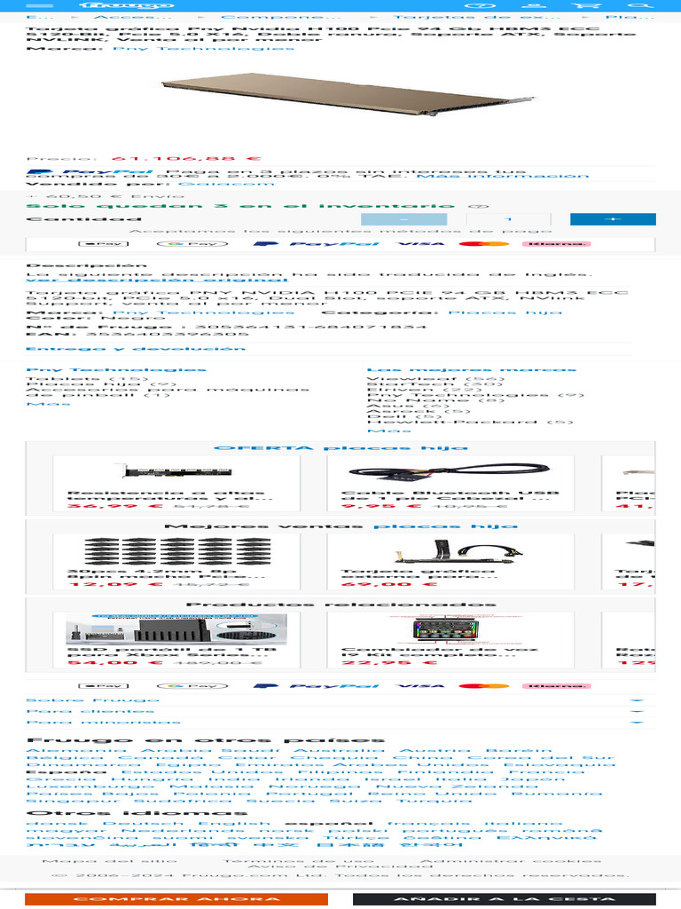 Tarjeta Gráfica Pny Nvidia H100 Pcie 94 GB HBM3 ECC 5120-Bit, Pcie 5.0 ...