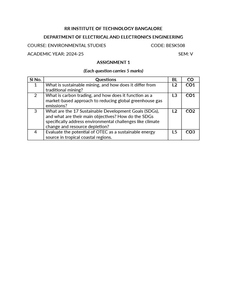 Environmental Studies Assignment Overview | PDF