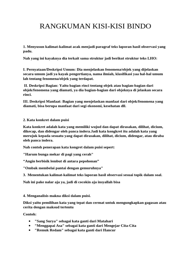 Rangkuman Bindo | PDF