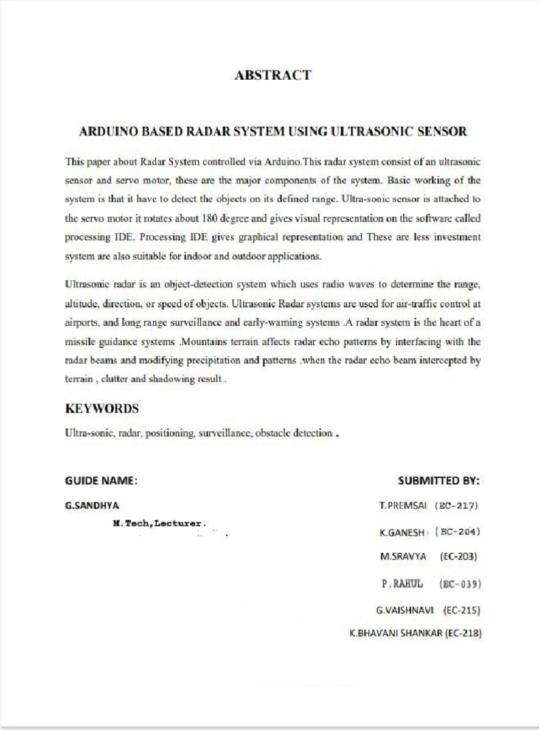 Arduino Based Radar System | PDF