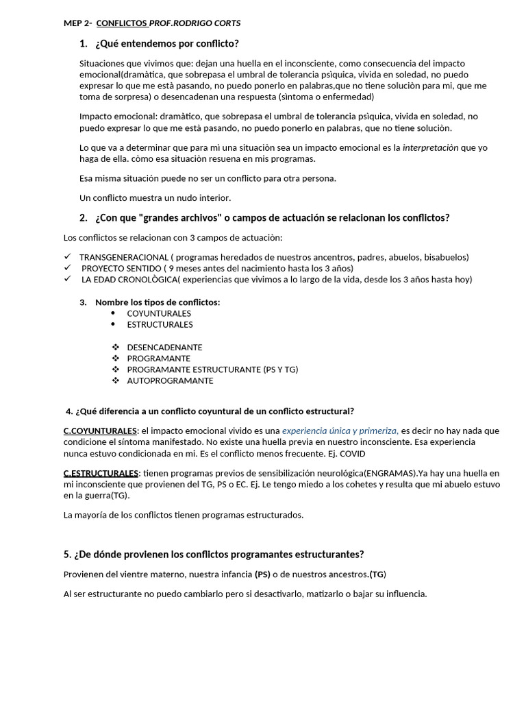 CONFLICTOS (MEP 2) | PDF | Medicina CLINICA | Enfermedades y trastornos