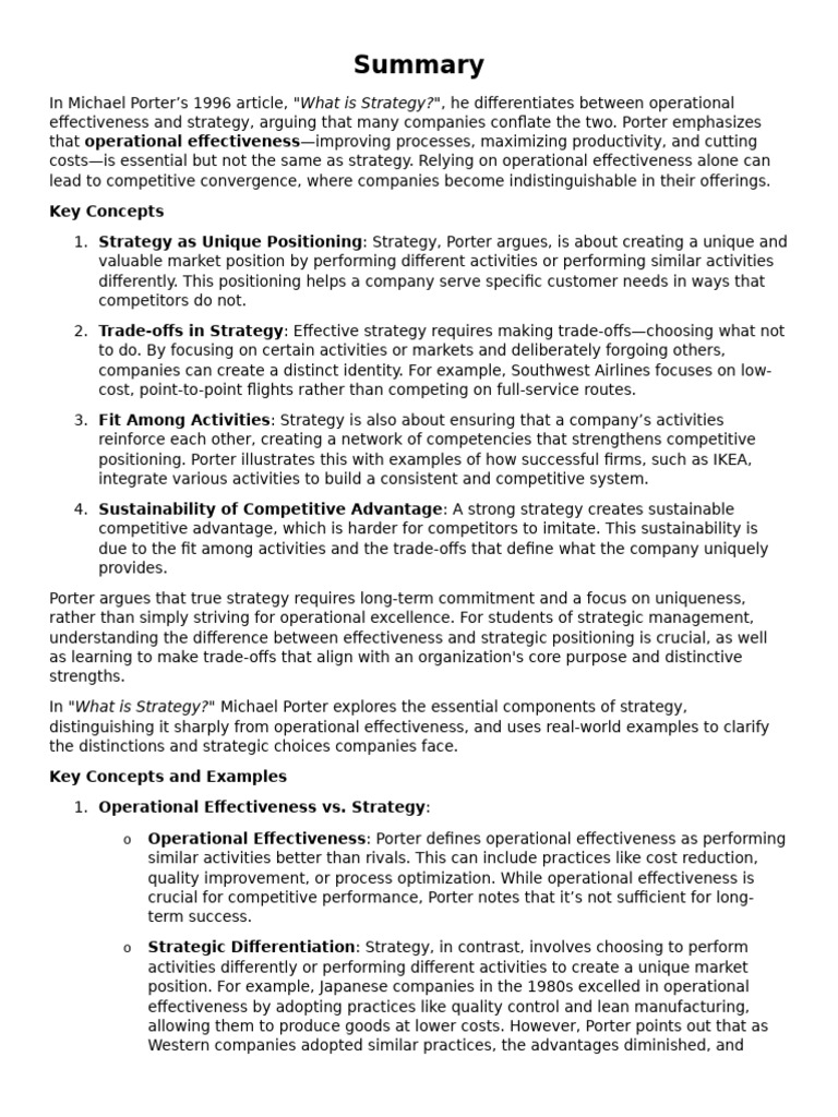 Understanding Porter's Strategy Concepts | PDF | Competitive Advantage ...