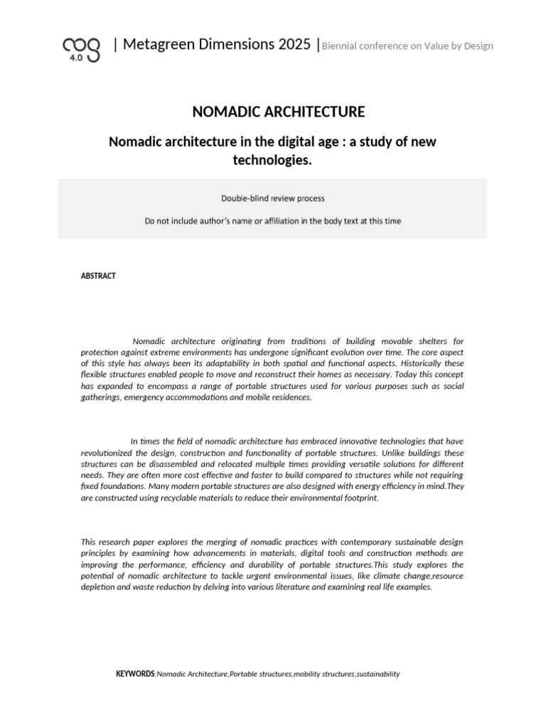 Nomadic Architecture: Digital Age Innovations | PDF | Sustainability | Sustainable Design
