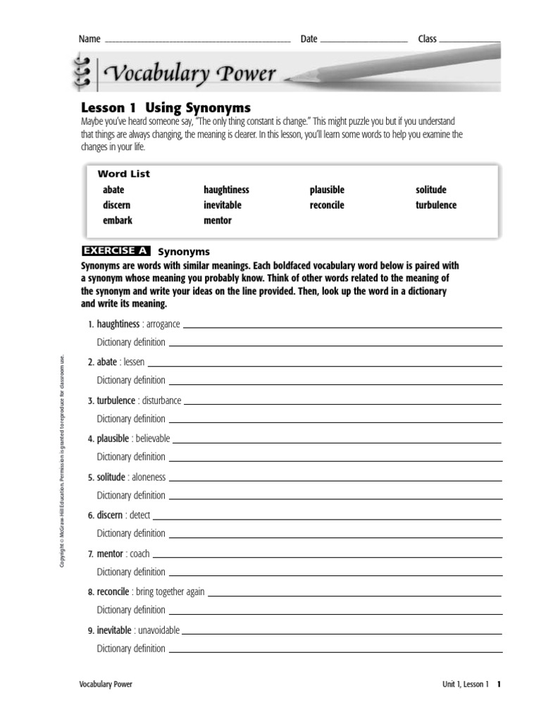 Unit 1 G11 Vocabulary Workbook | PDF | Vocabulary | Linguistics