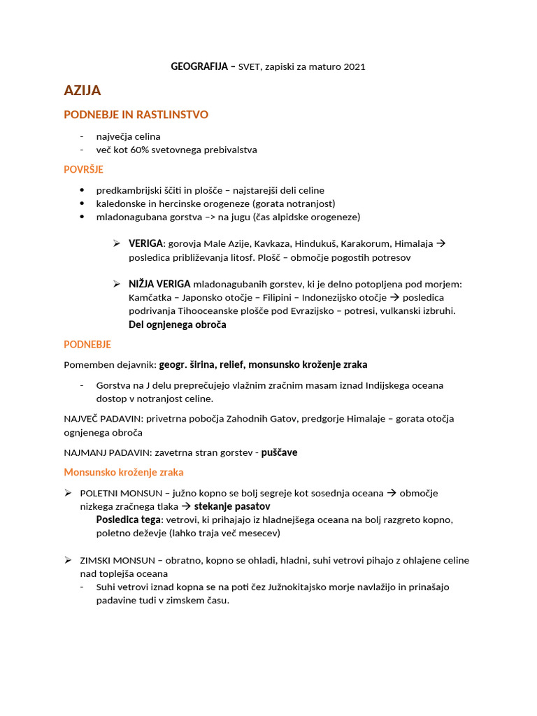 GEOGRAFIJA - Matura Zapiski 2. Učbenik - Svet | PDF