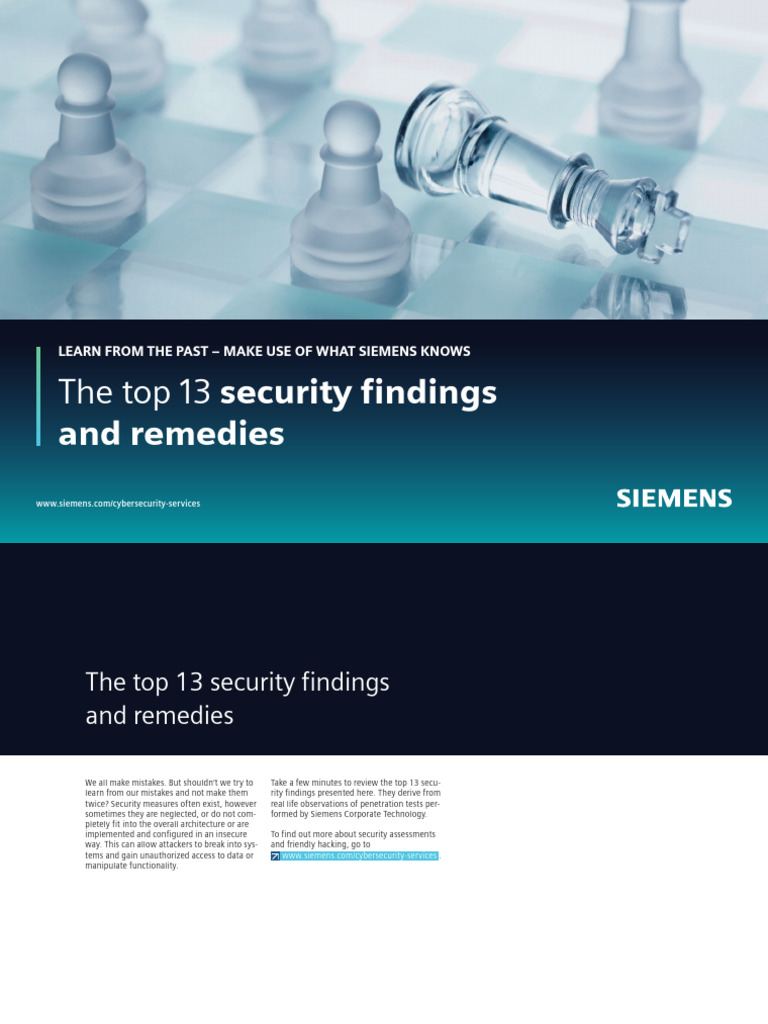 Siemens_Top13-Cybersec-Findings_Poster | PDF | Computer Network | Security