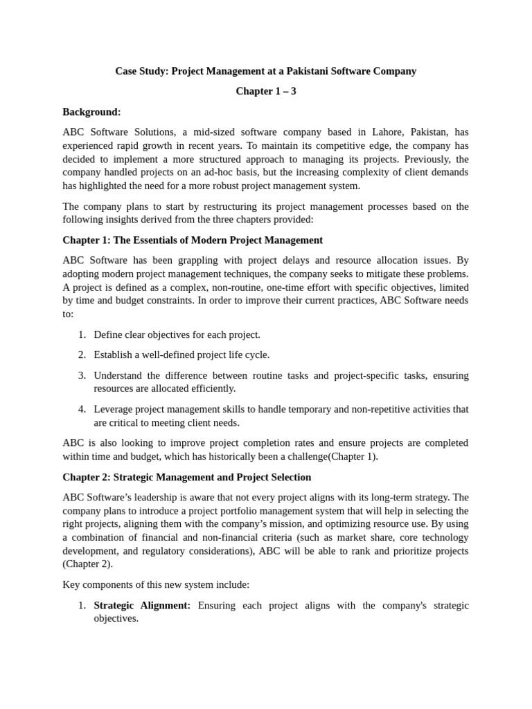 Case Study Chapter 1-3 | PDF | Project Management | Organizational ...