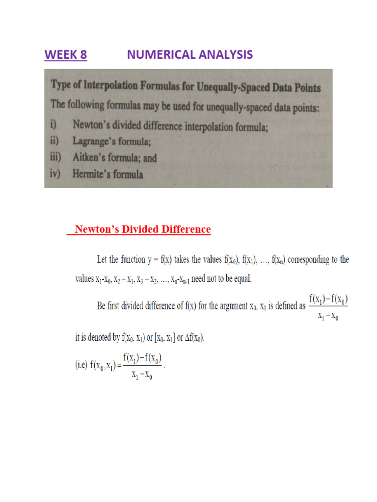 Numerical Analysis WEEK 8 | PDF