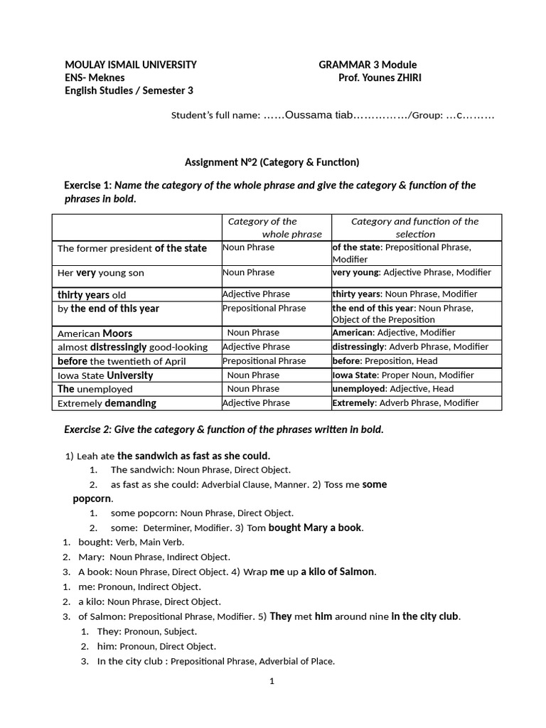 Assignment_N-2[1] Oussama Tiab | PDF | Adjective | Adverb