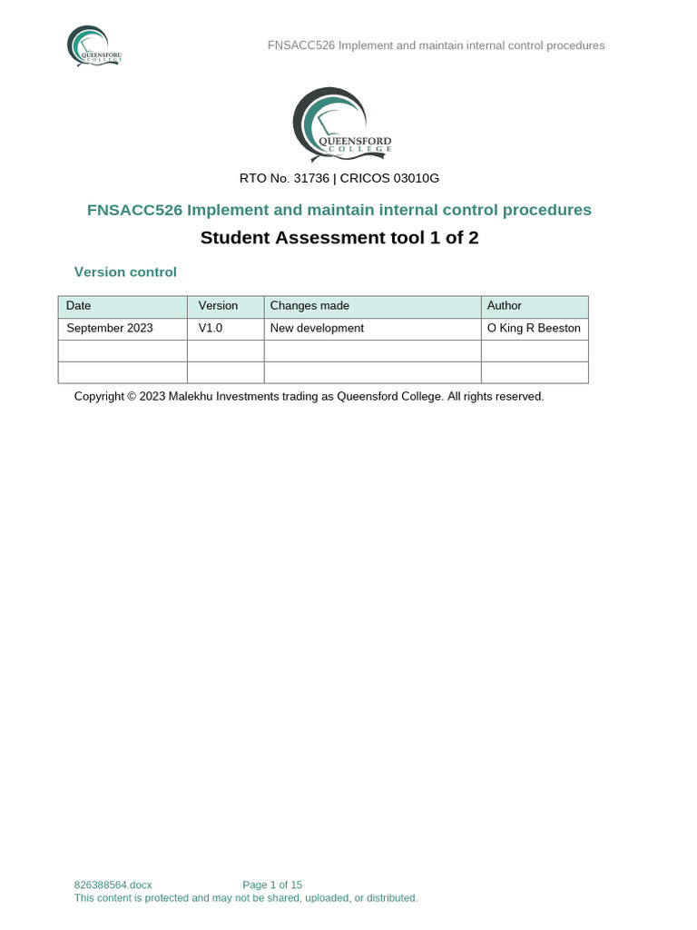 FNSACC526 AT 1 of 2_[Your Name]_sub1 | PDF | Computer Security | Security