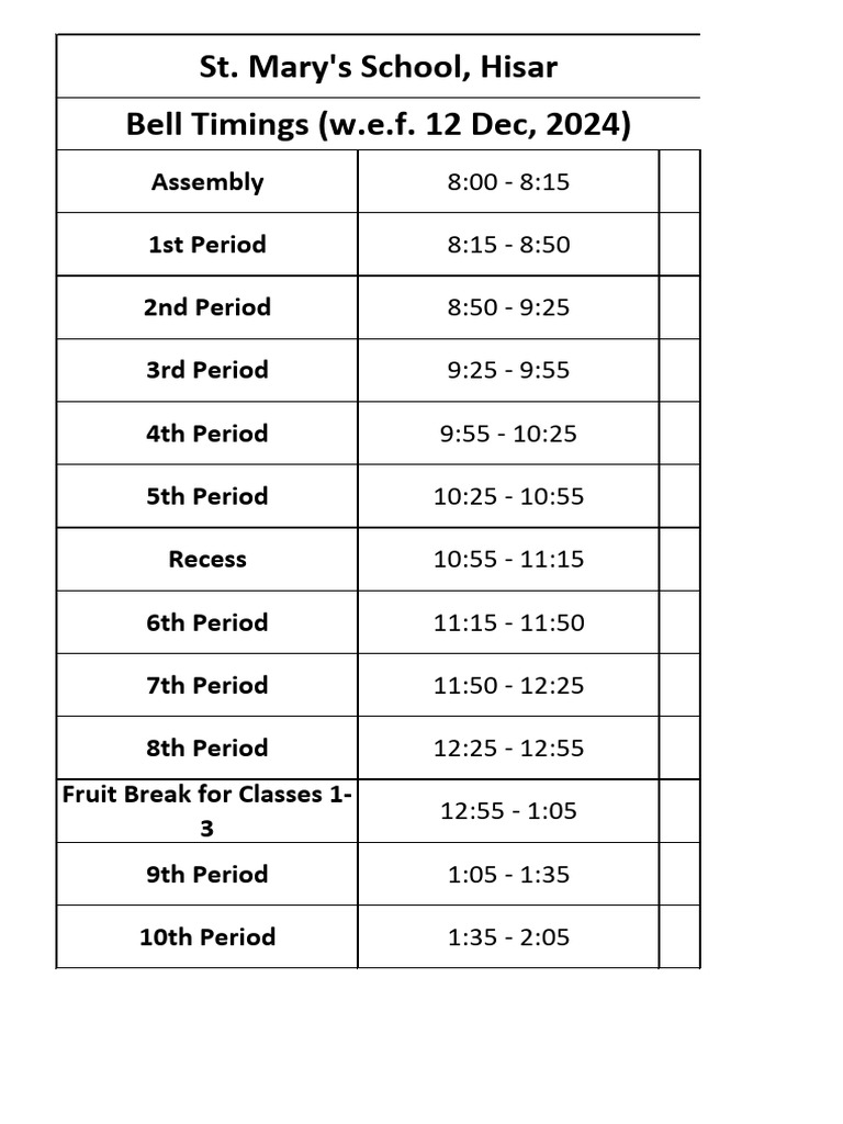 Bell Timings (12.12.2024) | PDF
