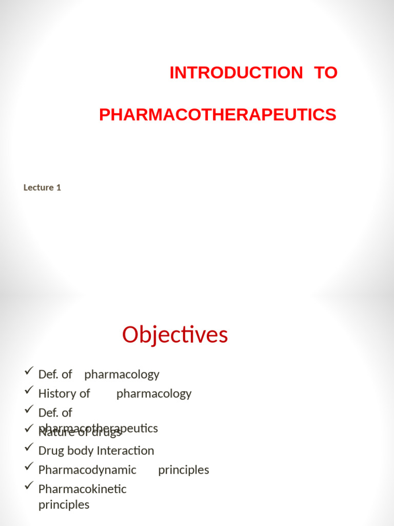 Introduction To Pharmacotherapeutics | PDF | Pharmacology | Therapy