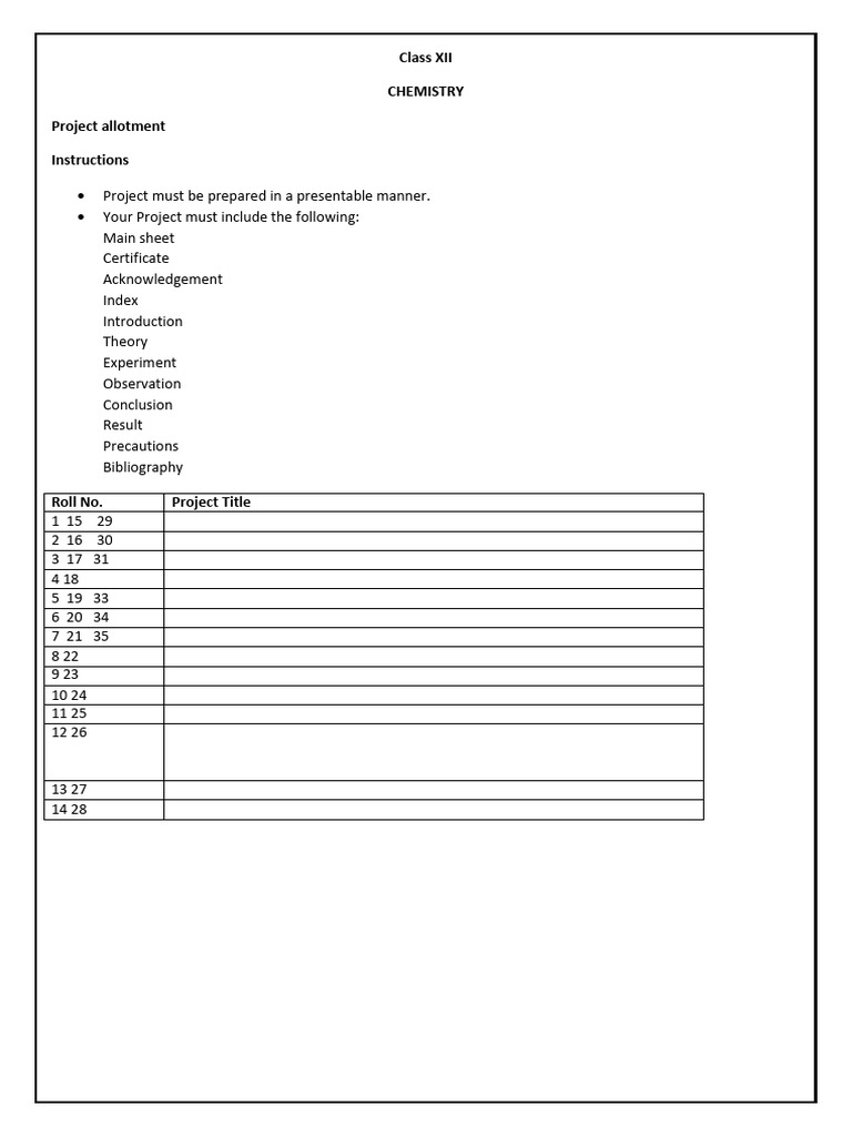 Class XII project list_240718_193519 (1) | PDF