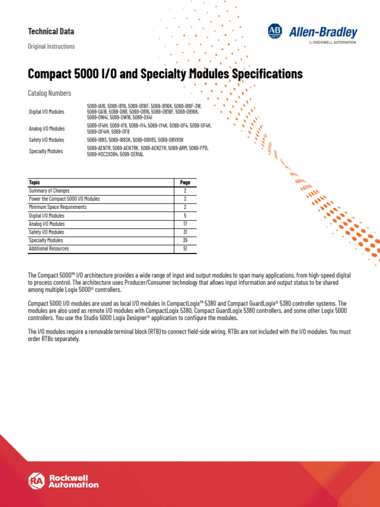 Compact 5000 I/O and Specialty Modules Specifications: Technical Data ...