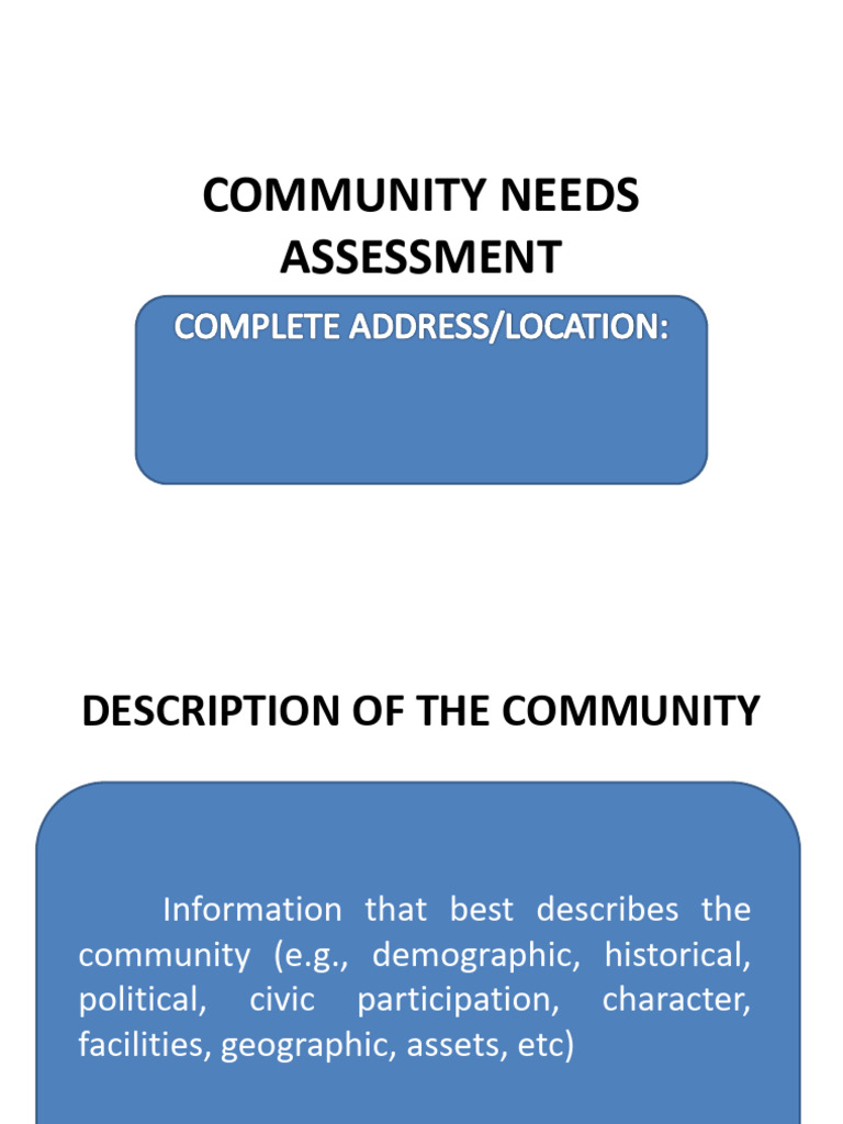 Week 4 Community Needs Assessment Template | PDF | Swot Analysis ...