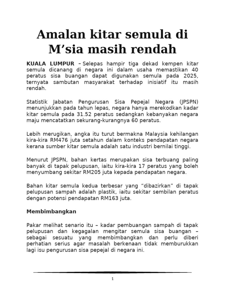 Amalan kitar semula di M | PDF