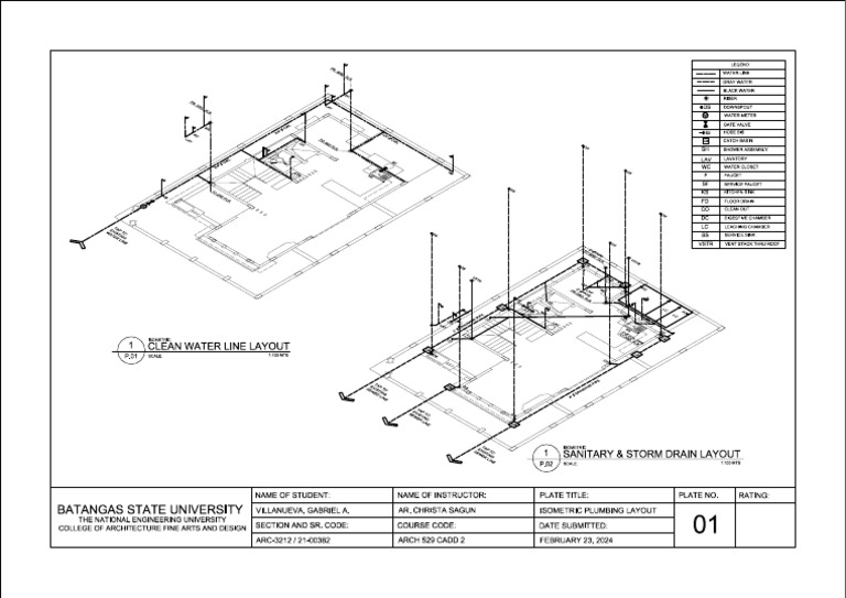 VILLANUEVA, Gabriel A. - Isometric Plumbing Layout-Model | PDF | Plumbing | Civil Engineering