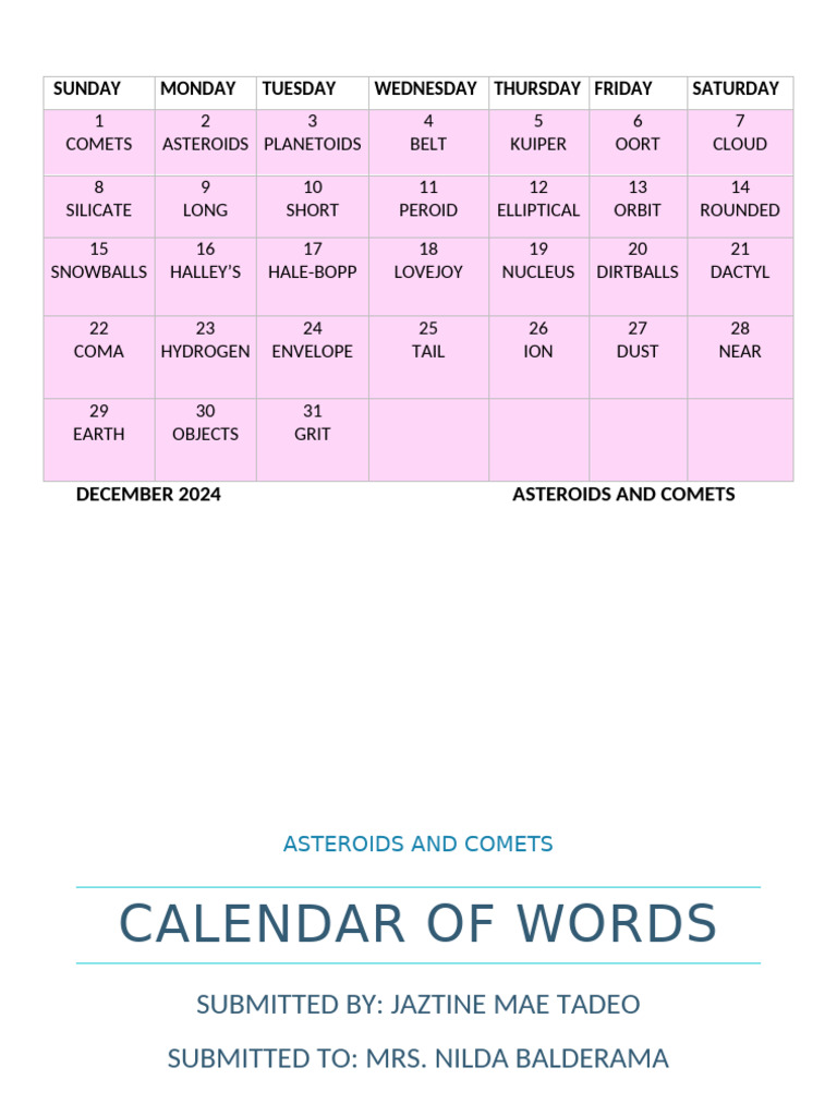 Calendar of Words | PDF