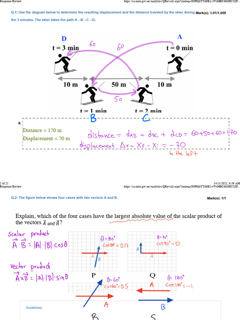 11ADV - 2021 - CA Exam - Answer Key | PDF | Acceleration | Velocity