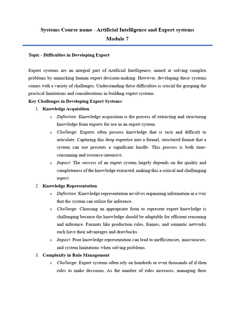 Module 7 2 Expert System | PDF | Knowledge | Expert