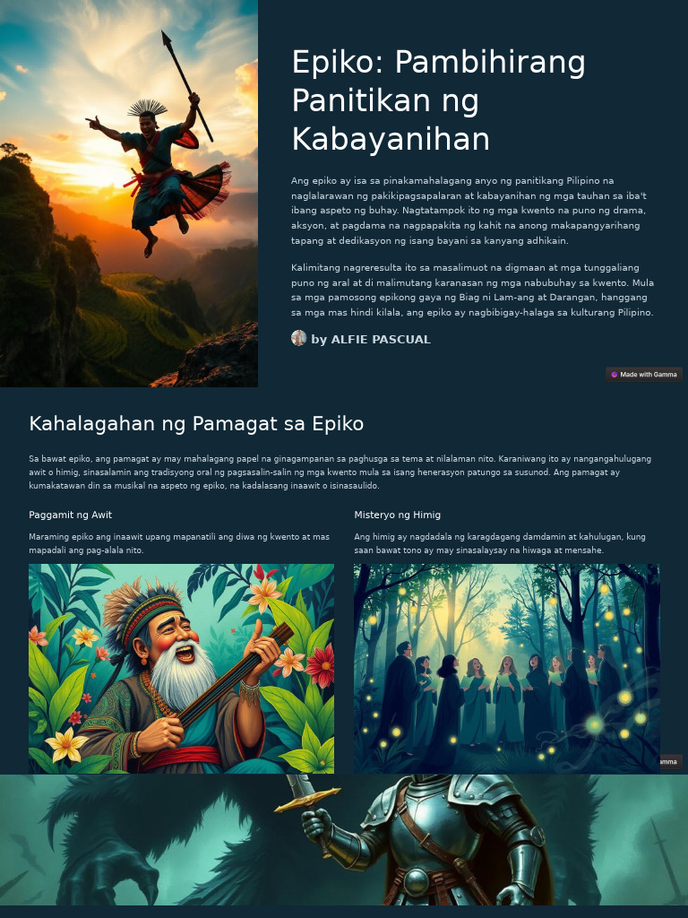 Epiko Pambihirang Panitikan Ng Kabayanihan | PDF