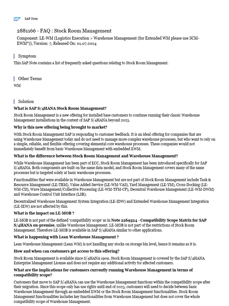 Stock Room Management | PDF | Warehouse | Scope (Computer Science)