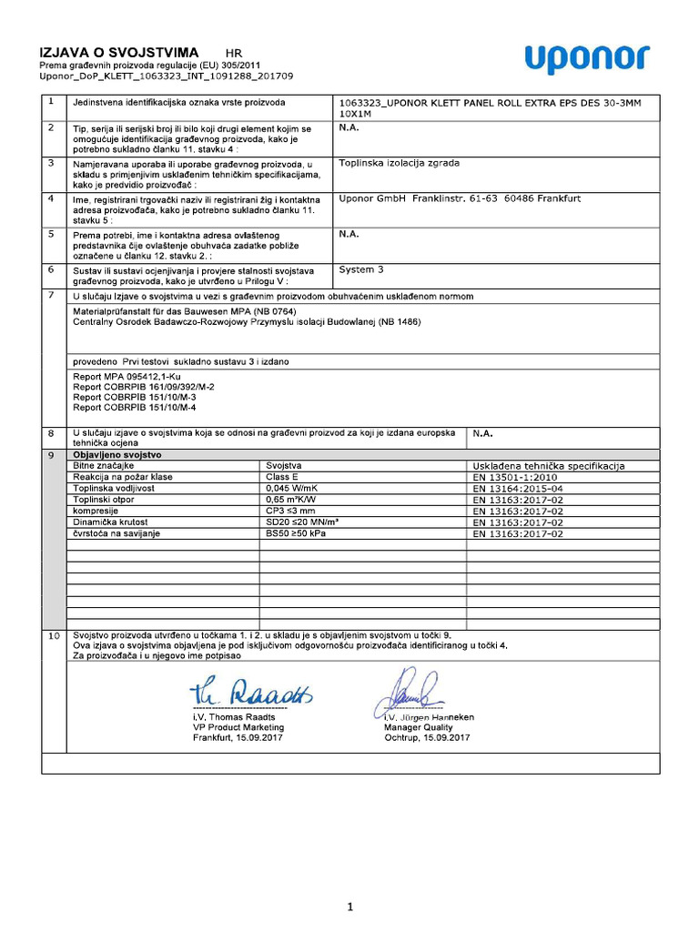 Izjava o svojstvima Klett raster_HR | PDF