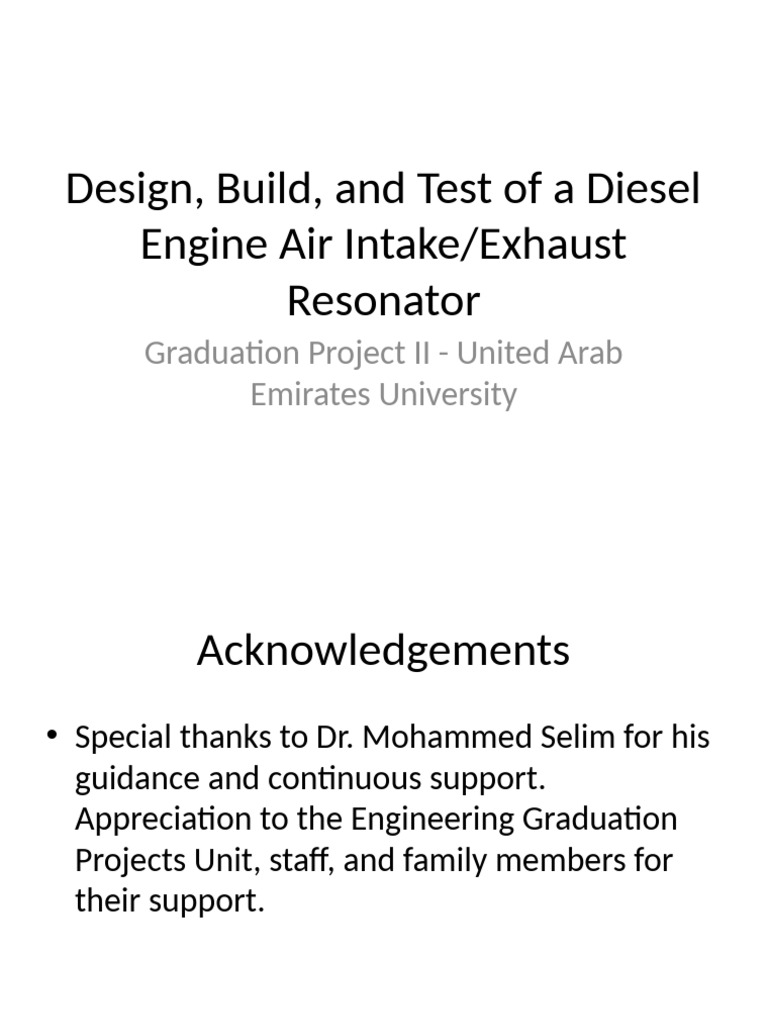 Diesel Engine Resonator Presentation | PDF | Noise | Diesel Engine