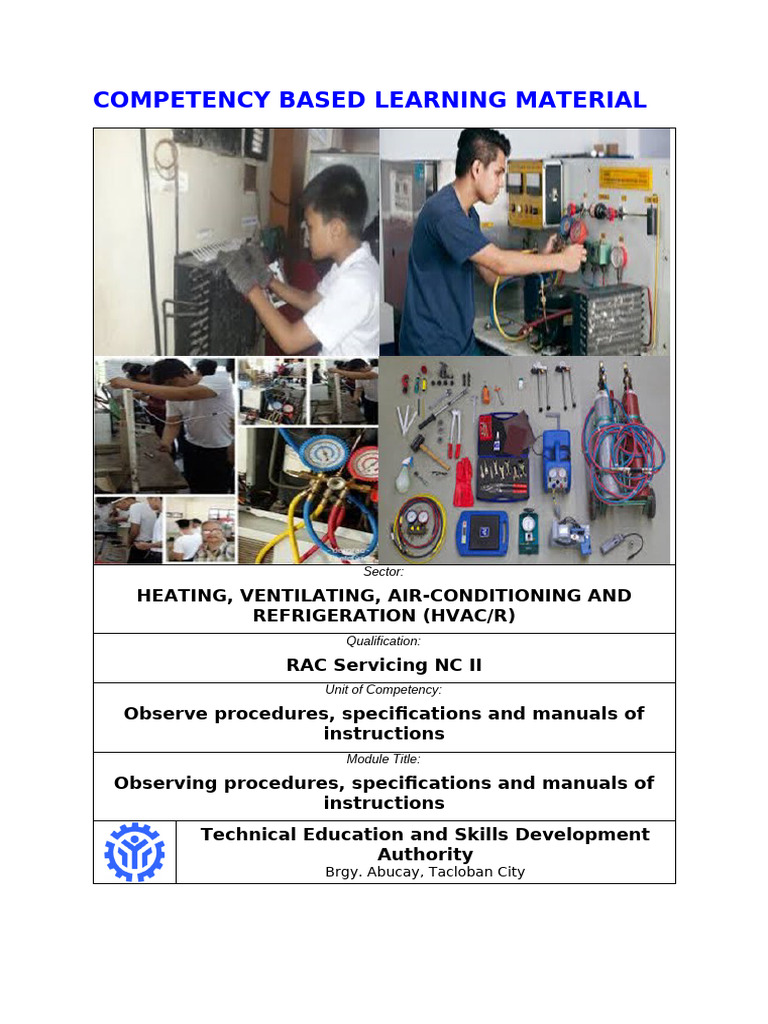 3. Observe Procedures, Specifications and Manuals of Instructions | PDF | Air Conditioning ...