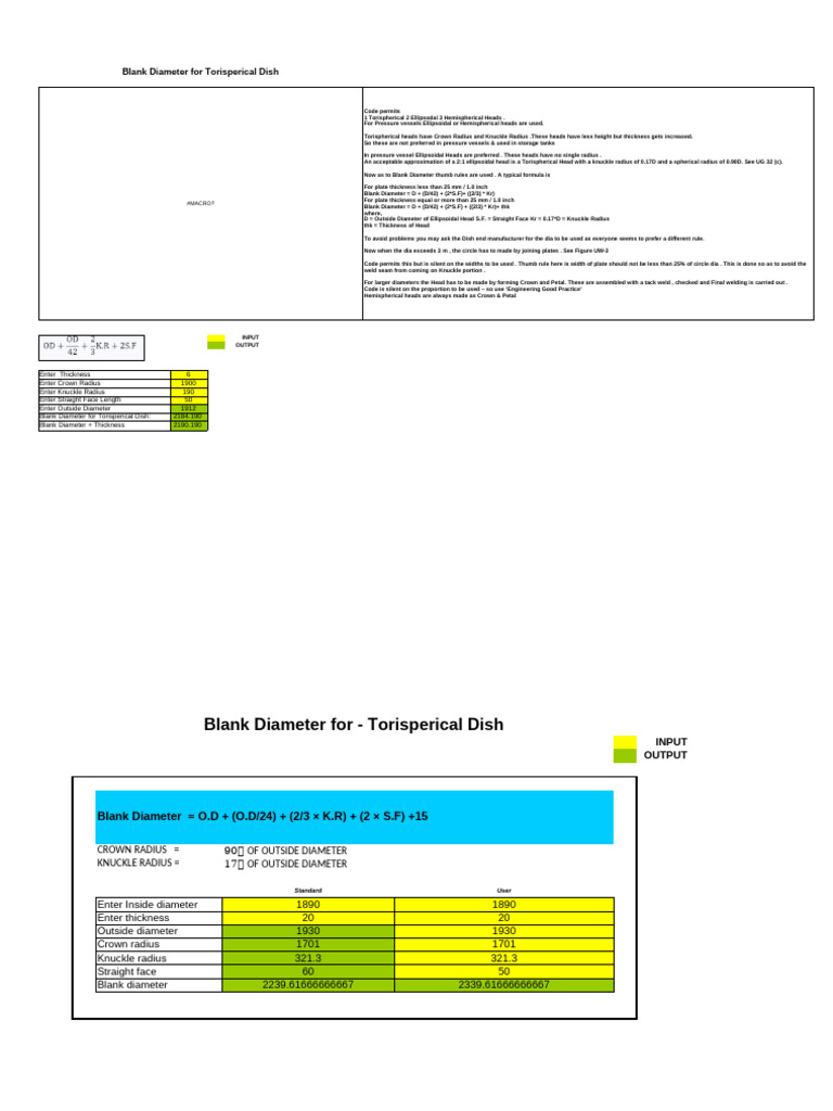 Blank Dia Calculator | PDF | Sphere