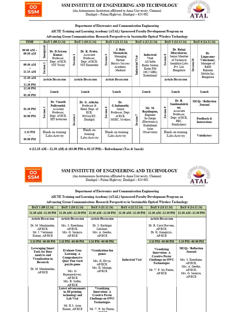 ATAL Schedule | PDF | Electronics
