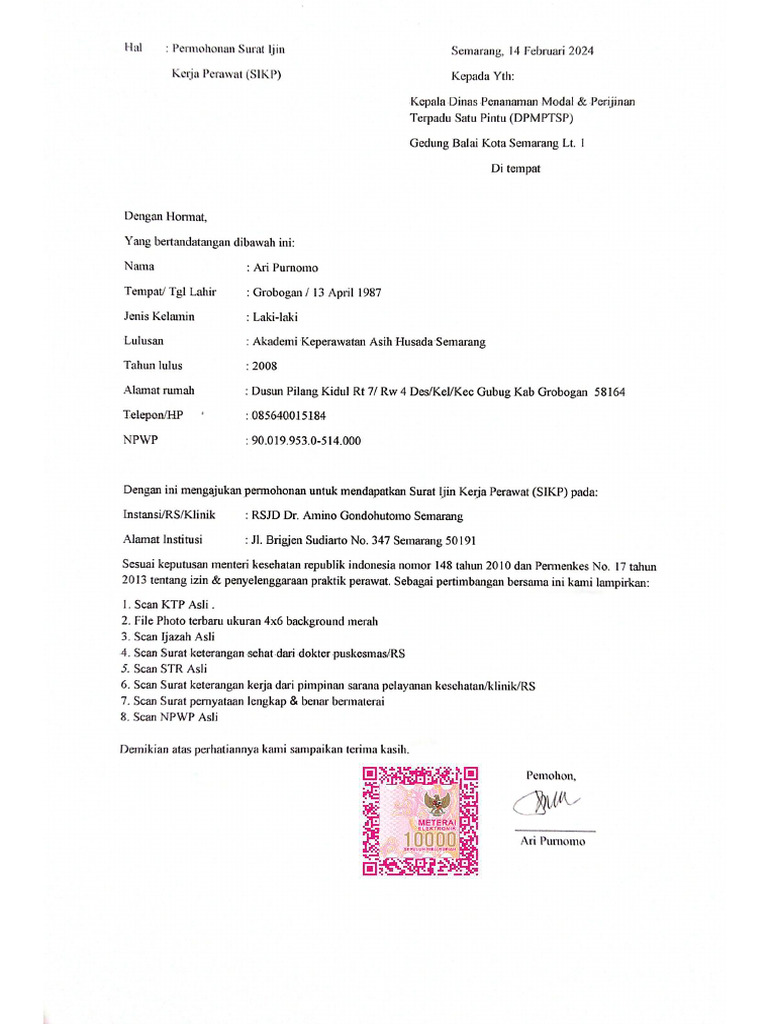 surat permohonan DPMPTSP | PDF